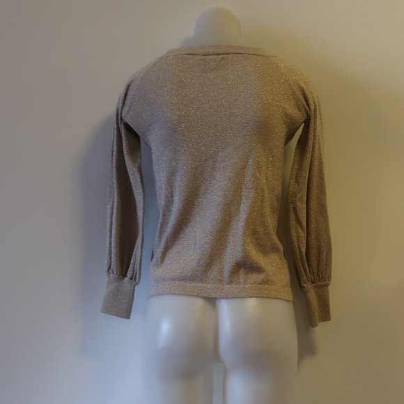 Minnie Rose | Sweaters | Minnie Rose Metallic Gold Keyhole Sweater S ...